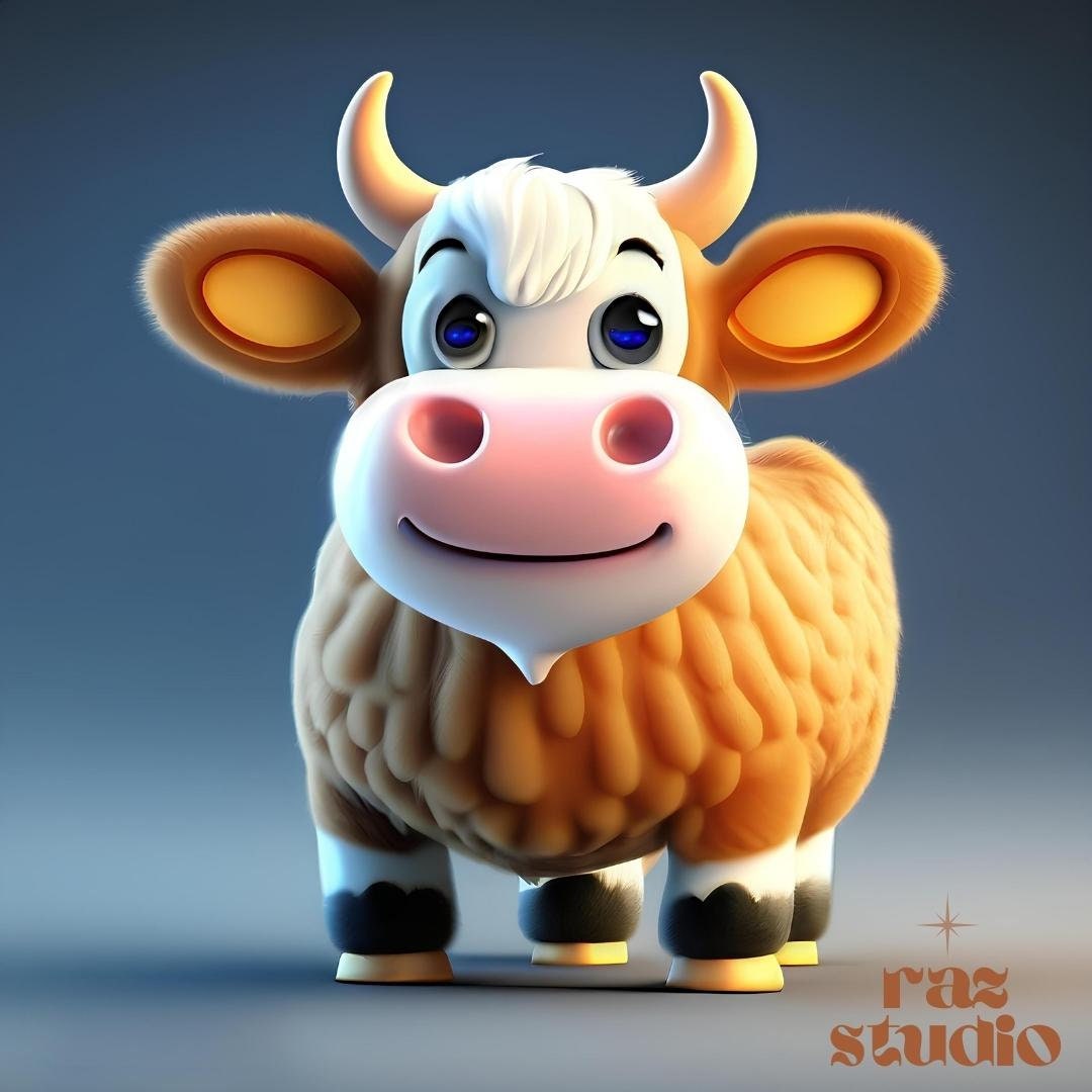 3D Cute Cow Design, 3D Cow Png Svg, Cow Art, Cow for Print, Cow Svp Png ...