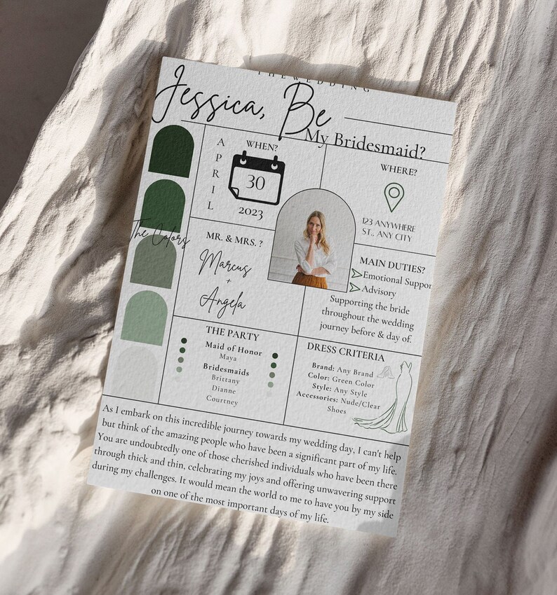 Customizable Bridesmaid Proposal Card Printable Bridal Party Template ...