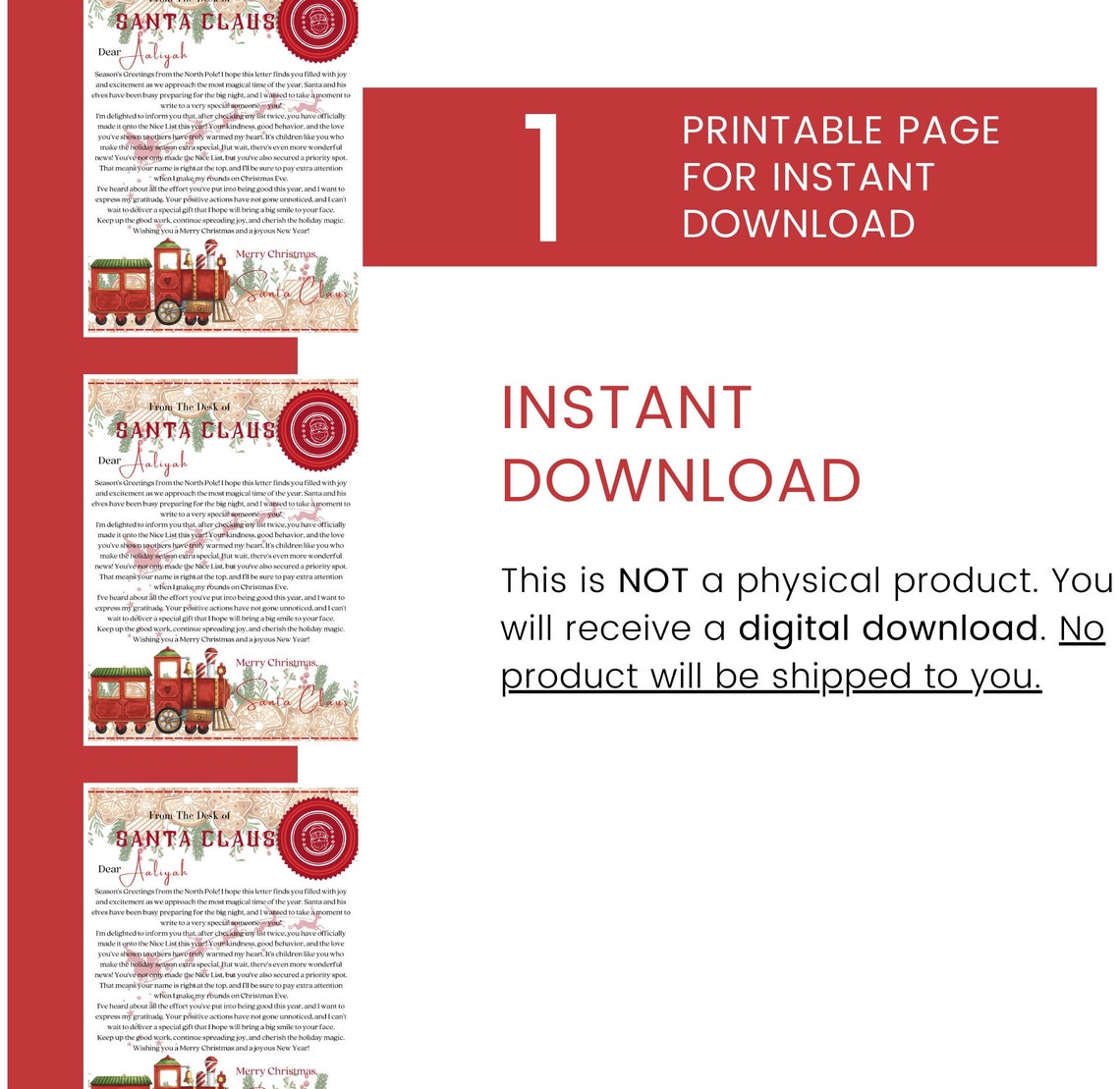 Editable Santa Letter Template | Printable Christmas Stationery (canva ...
