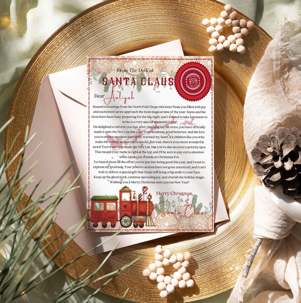 Editable Santa Letter Template | Printable Christmas Stationery (canva ...