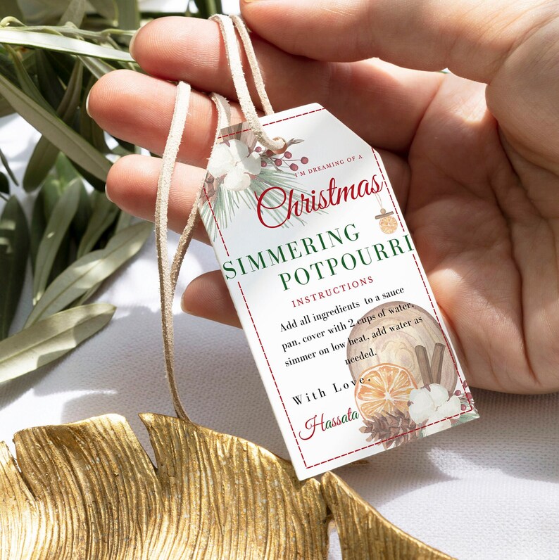 Editable Christmas Potpourri Gift Tag, Printable Holiday Tag (canva ...
