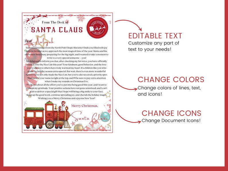 Editable Letter From Santa Printable Santa Letter Santa Stationary ...