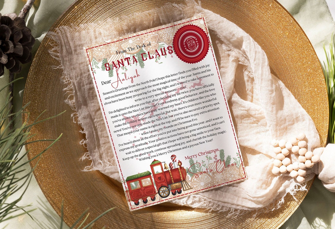Editable Santa Letter Template | Printable Christmas Stationery (canva ...