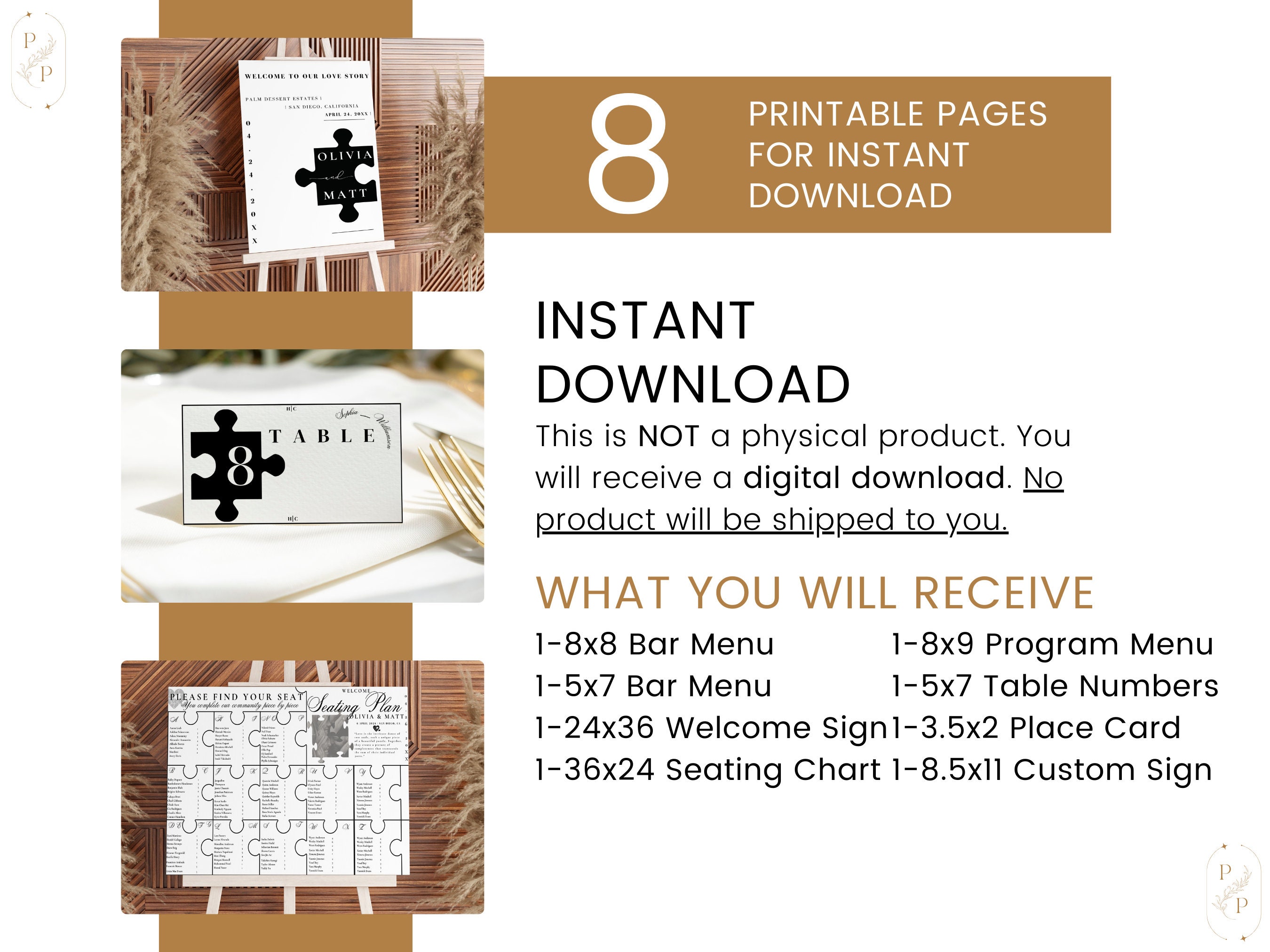 Puzzle Wedding Invitation Suite, Seating Chart Template (digital ...