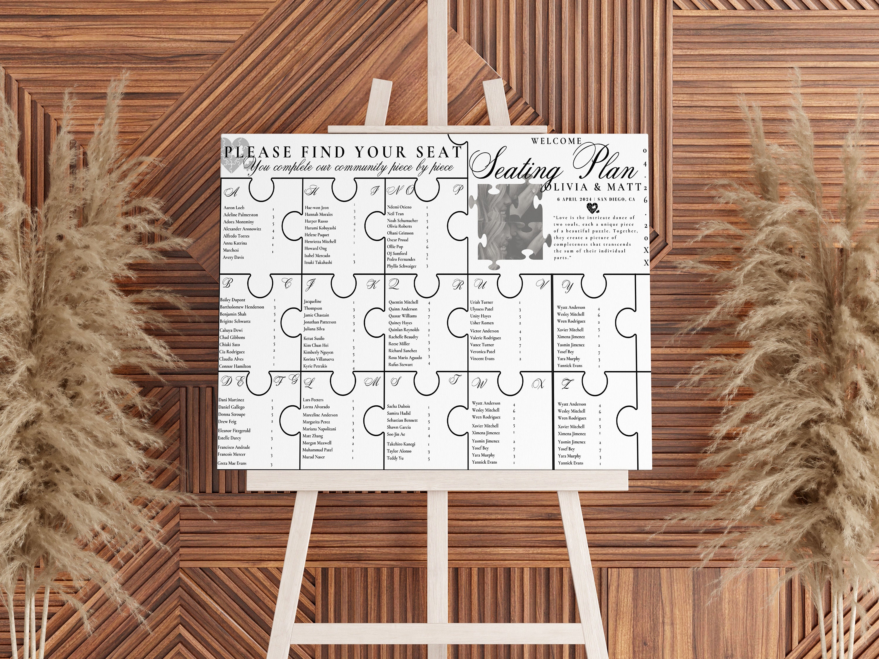 Puzzle Wedding Invitation Suite, Seating Chart Template (digital ...