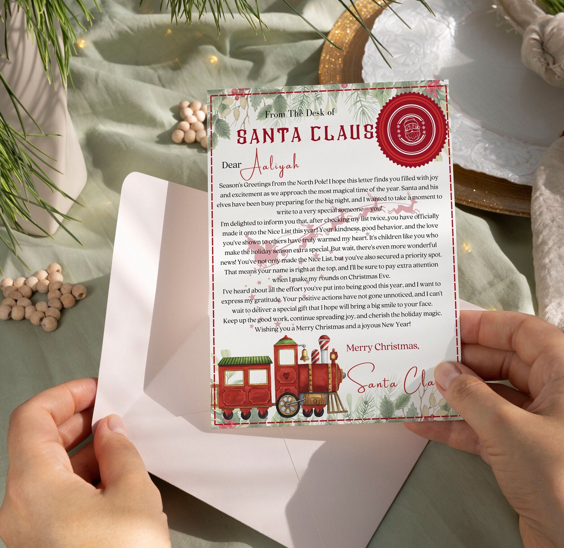 Editable Santa Letter Template, Personalized Christmas Stationery ...