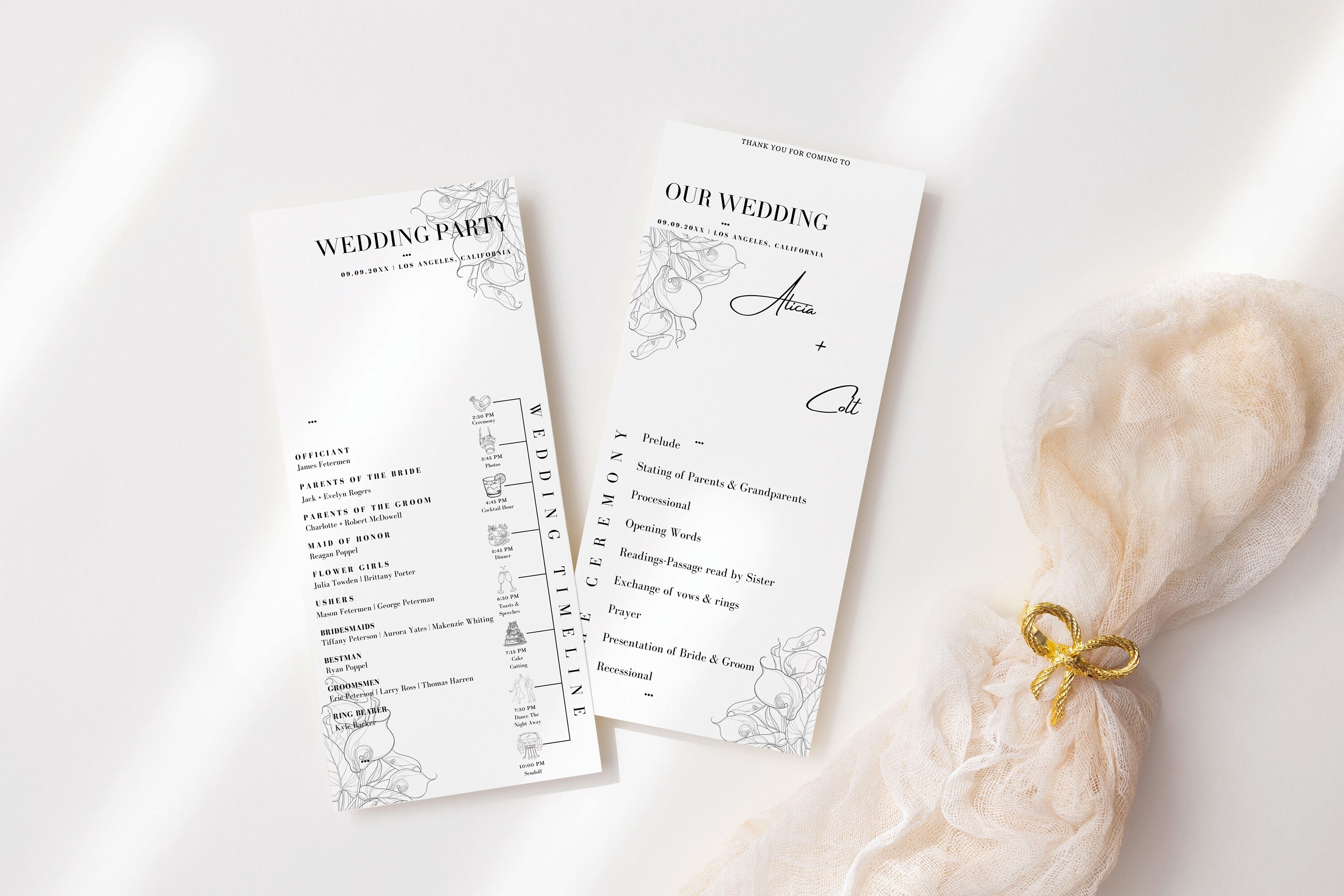 Floral Minimalist Wedding Program Template Digital Printable Ceremony Program Download Wedding ...