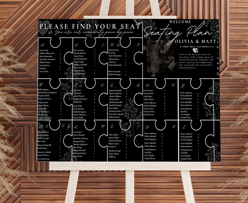 Puzzle Wedding Template Bundle Printable Seating Chart Sign Table ...