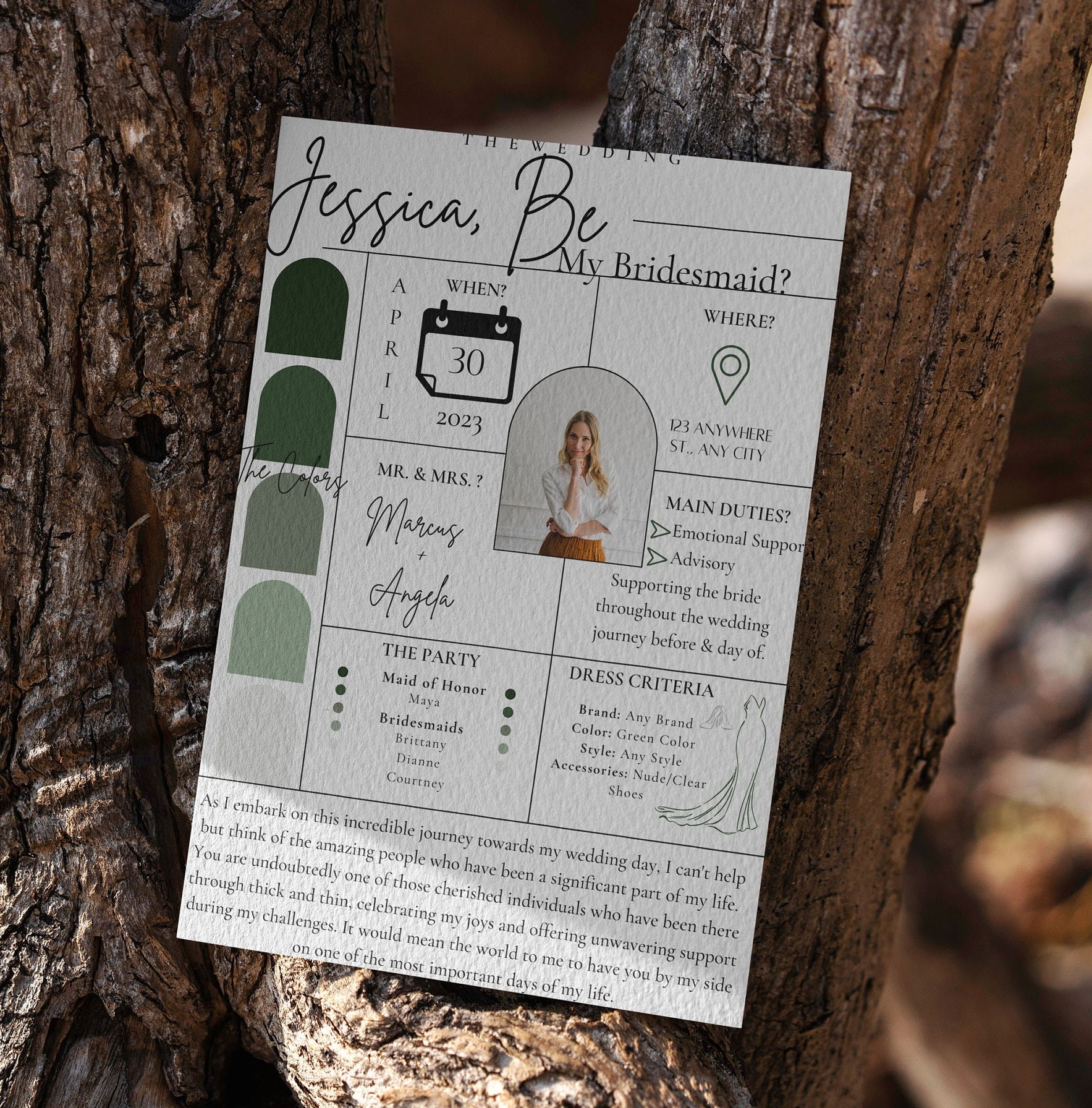 Customizable Bridesmaid Proposal Card Printable Bridal Party Template ...