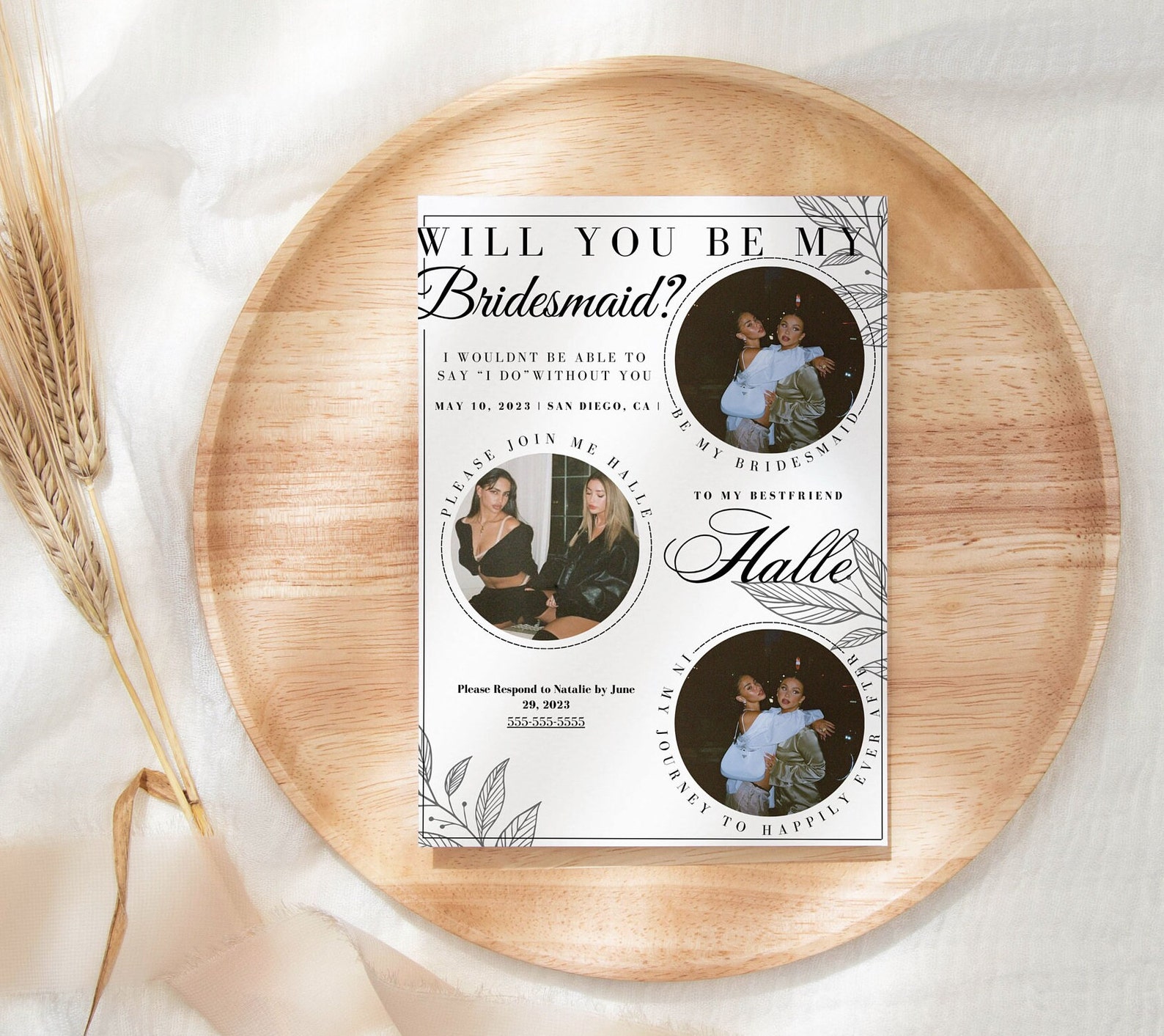 Customizable Bridesmaid Proposal Card Printable Bridal Party Template ...