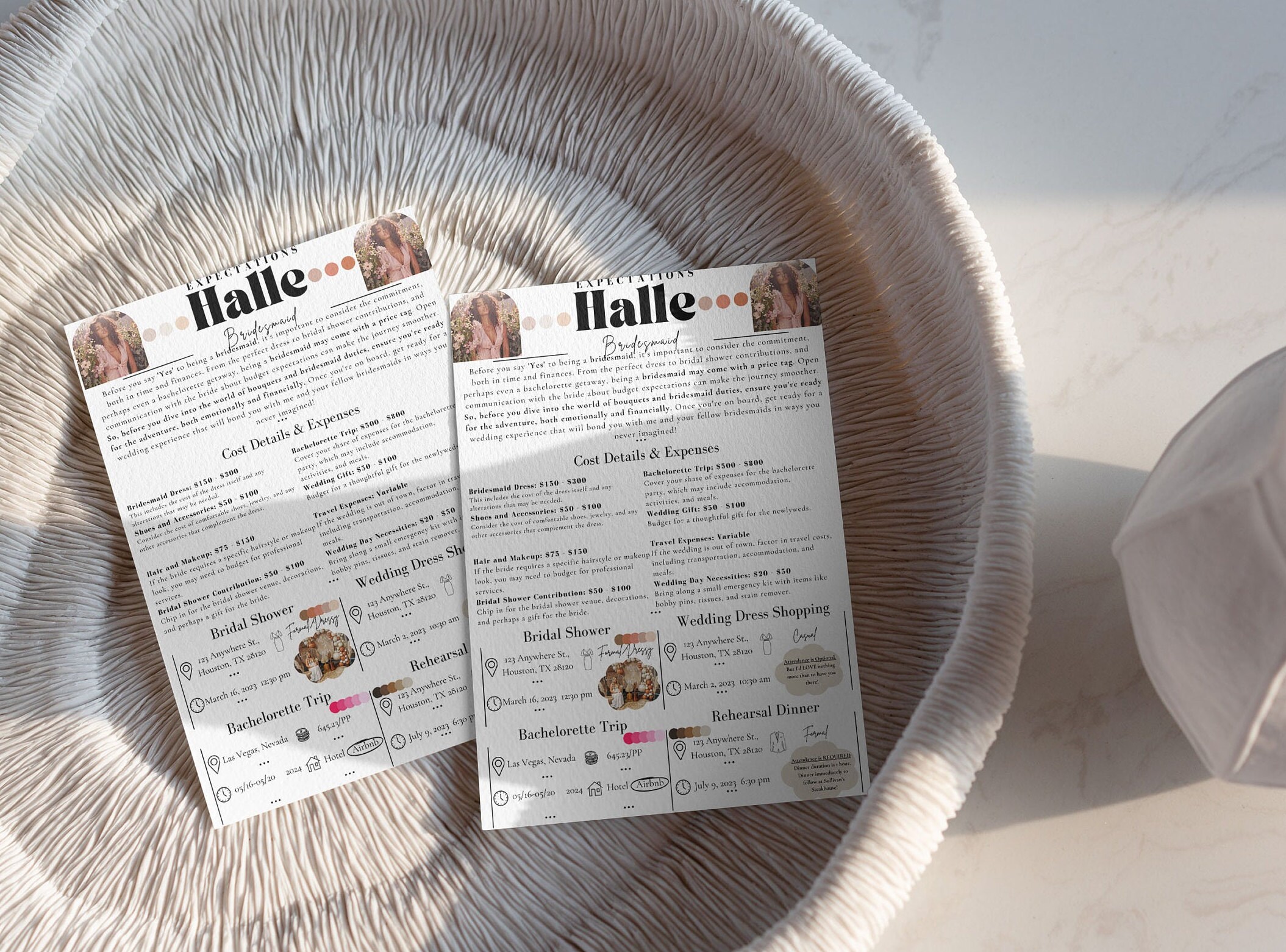 Bridesmaid Expectations Card Customizable What to Expect Instant ...