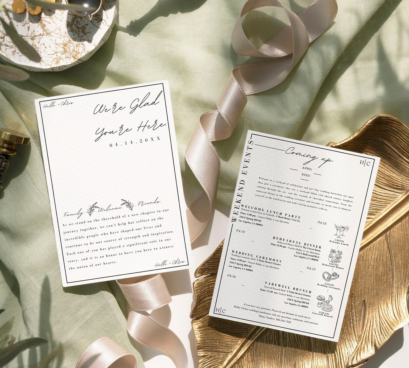 Minimalist Wedding Welcome Letter & Timeline (canva Template) - Etsy
