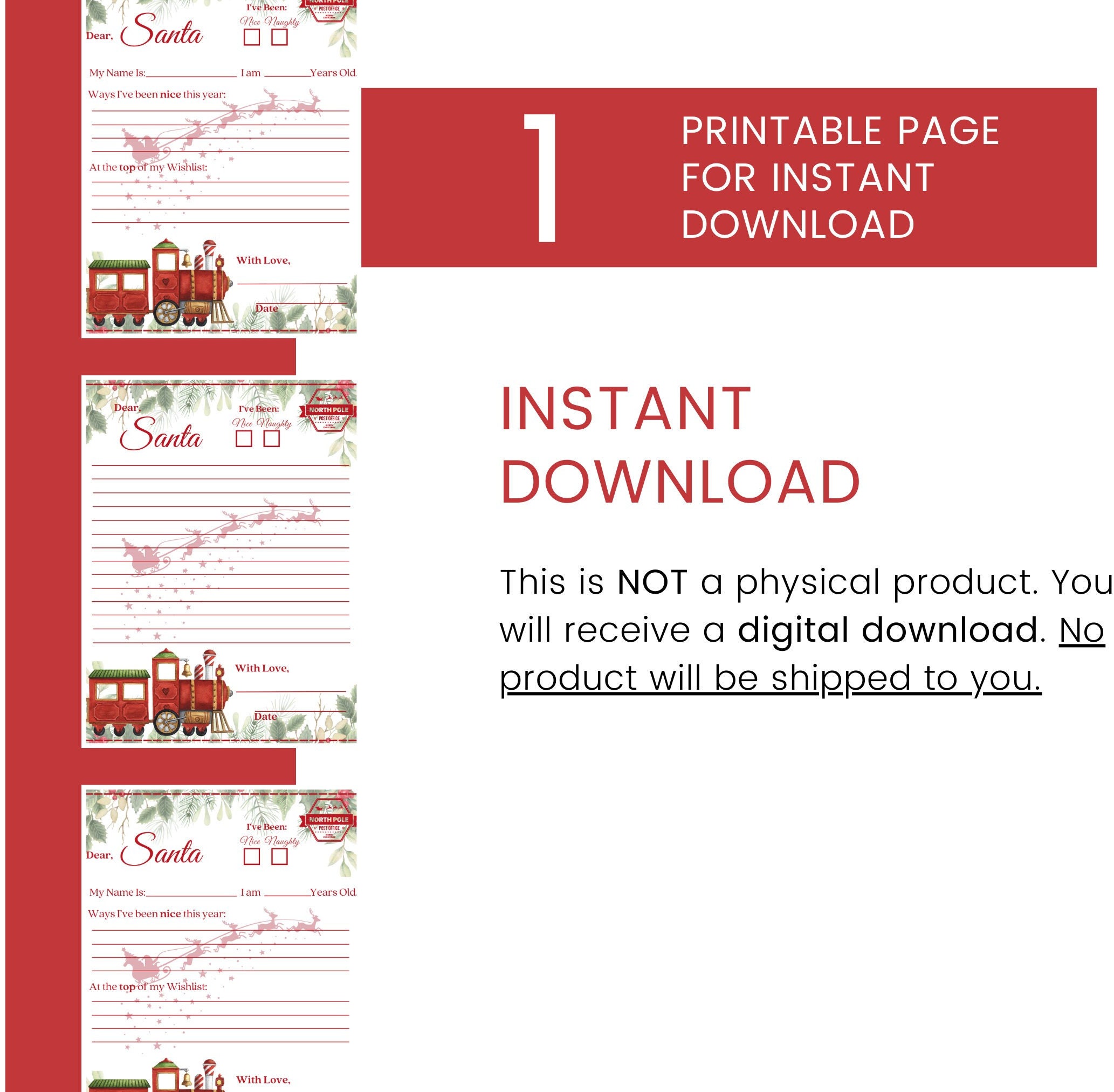 Editable Letter to Santa Printable Dear Santa Letter North Pole Mail ...