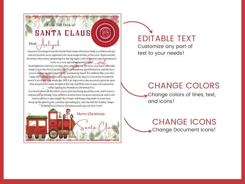 Editable Letter From Santa Printable Santa Letter Santa Stationary ...