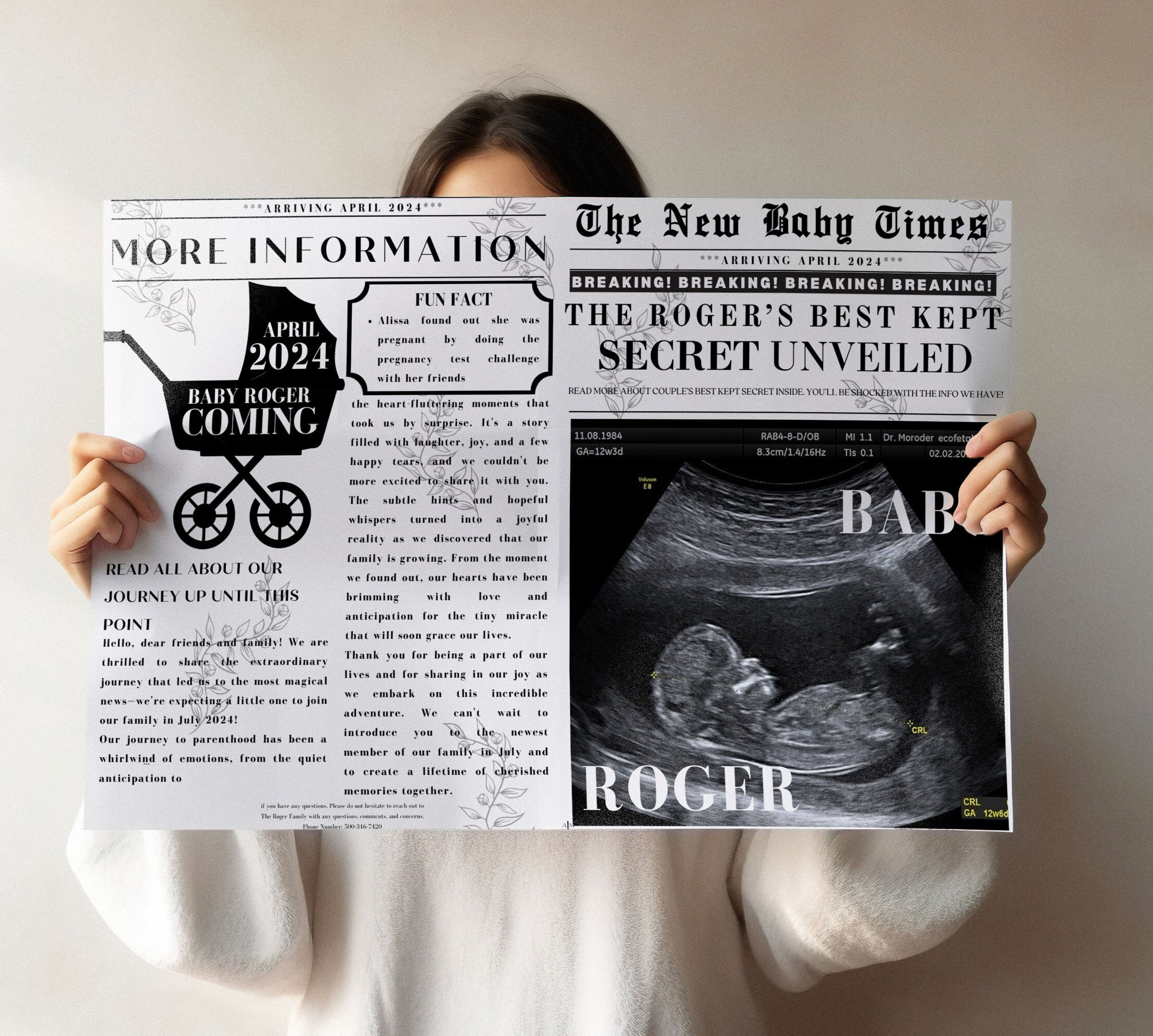 Floral Newspaper Baby Announcement Template (digital Download) - Etsy