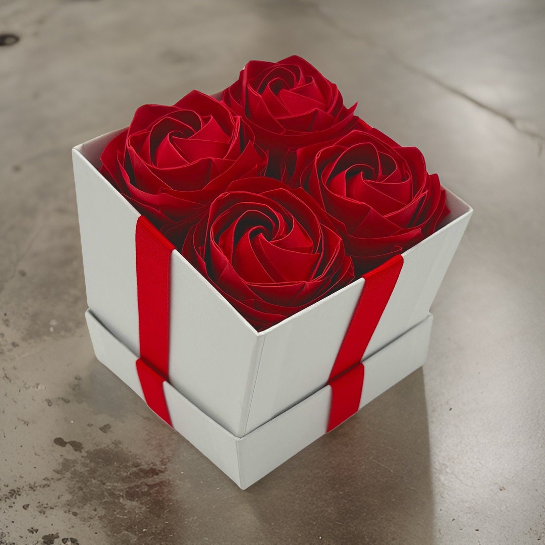 Small Square Red Rose Box - Etsy