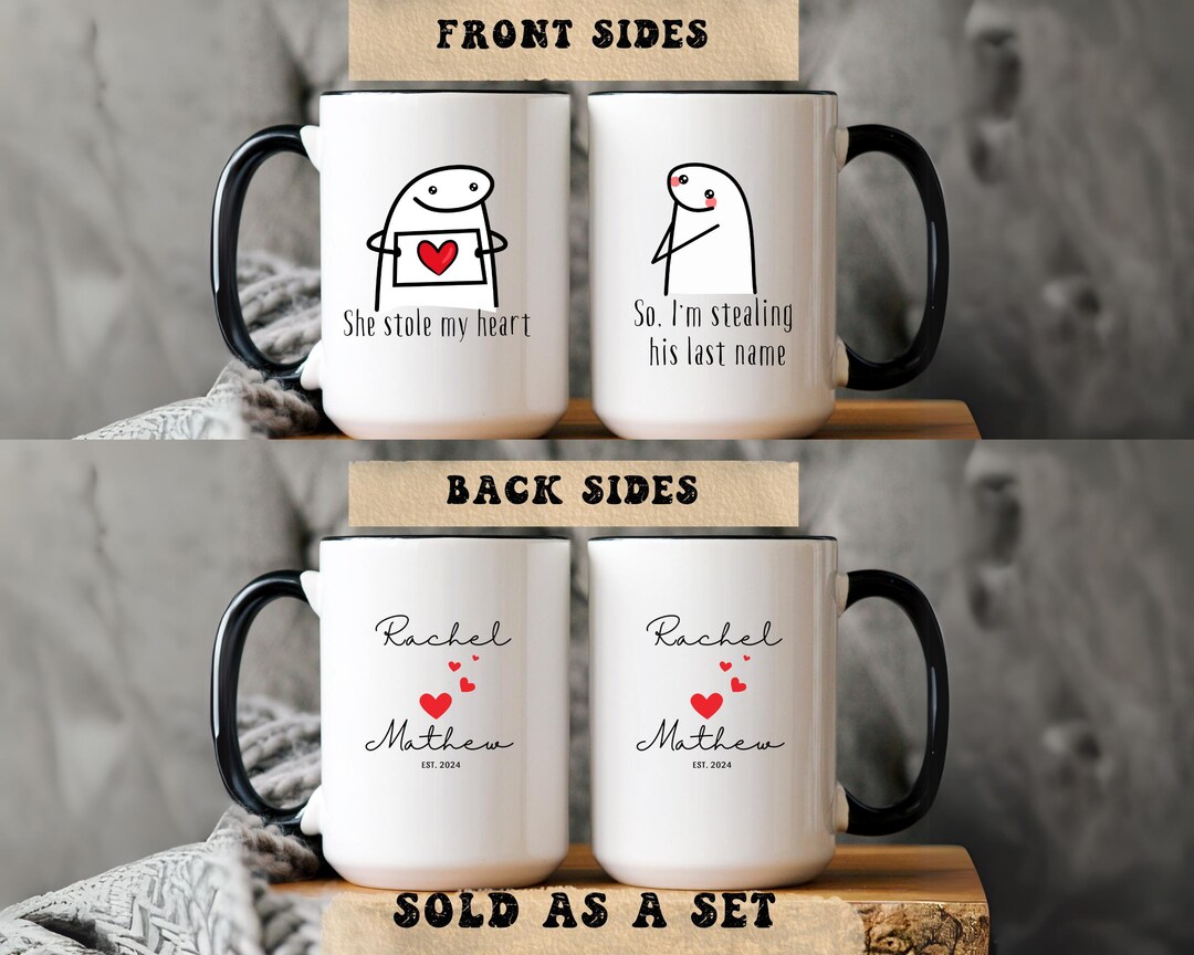 Personalized Wedding Couple Mugs, Custom Meme Mug Set, She Stole My ...