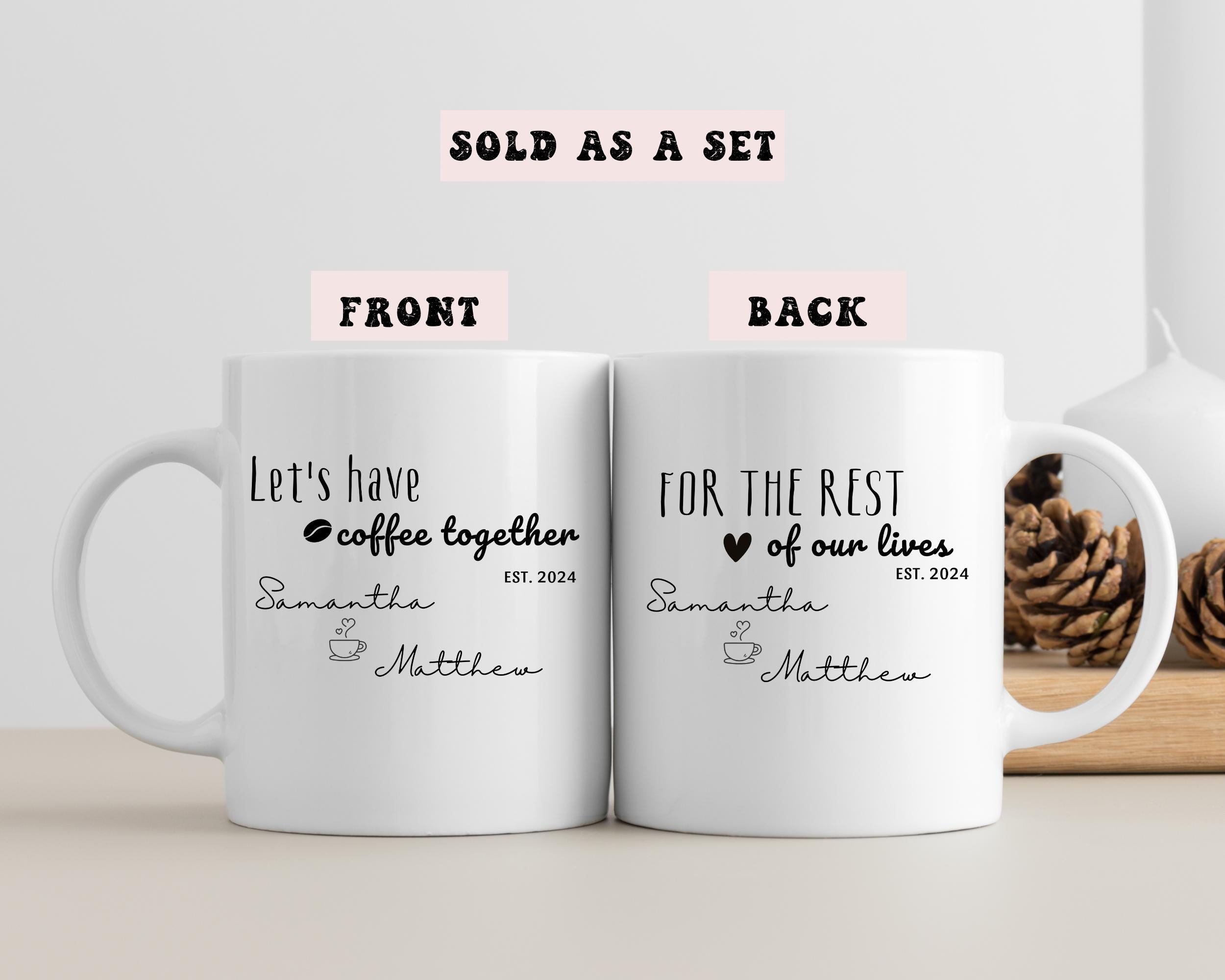 Personalized Wedding Couple Mugs, Custom Coffee Mug Set for Couples ...