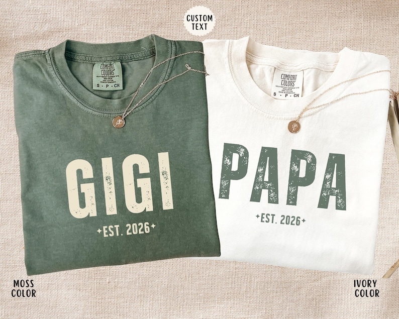 Distressed Font Grandma and Grandpa Shirt, Personalized Est. Year Tee ...