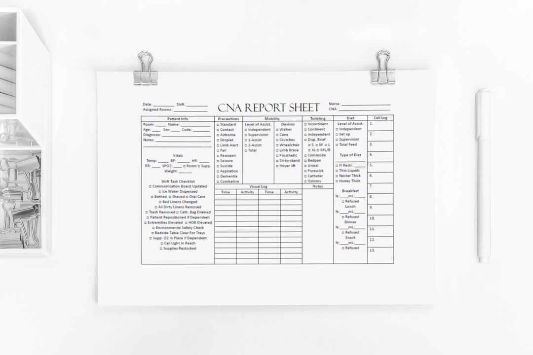 CNA Report Sheet (6-15 Patients) - Etsy