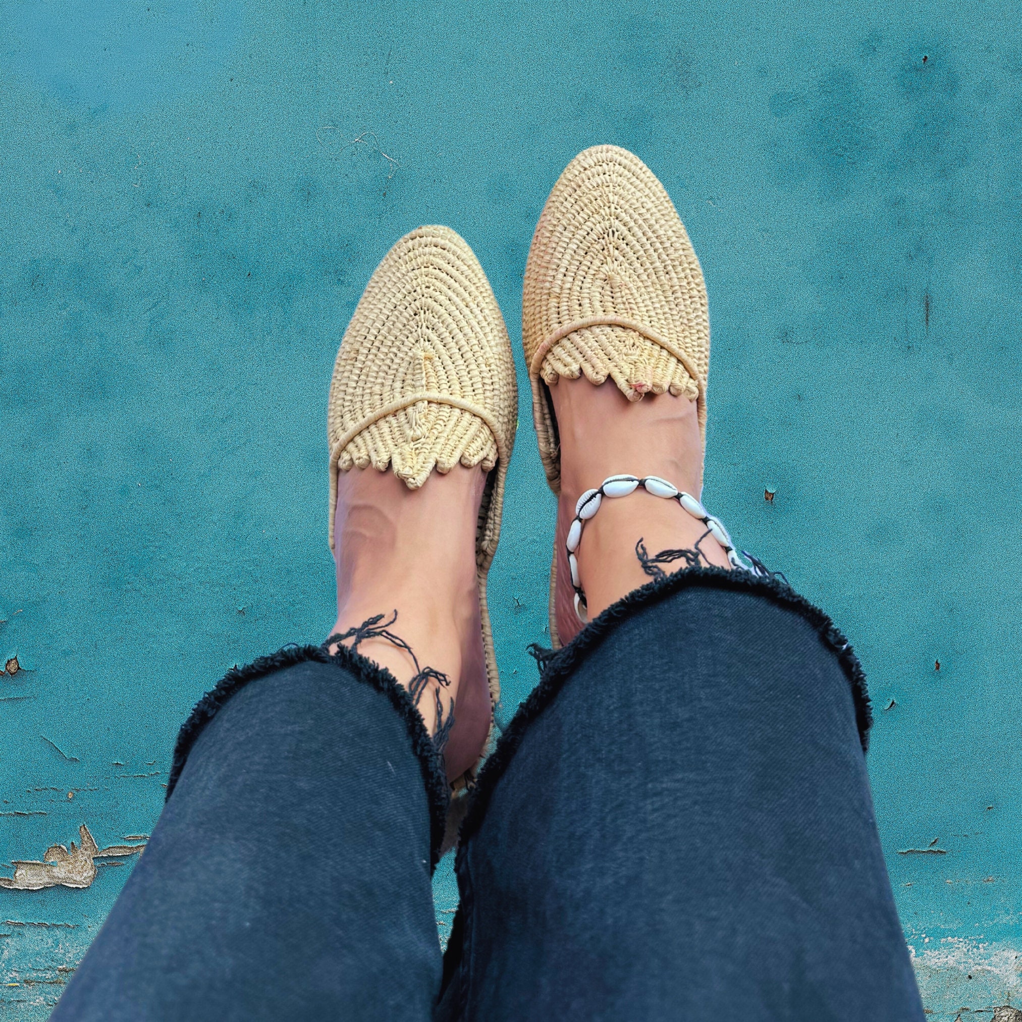 Natural Raffia Sandals, Raffia Mules, Handmade Moroccan Slippers ...