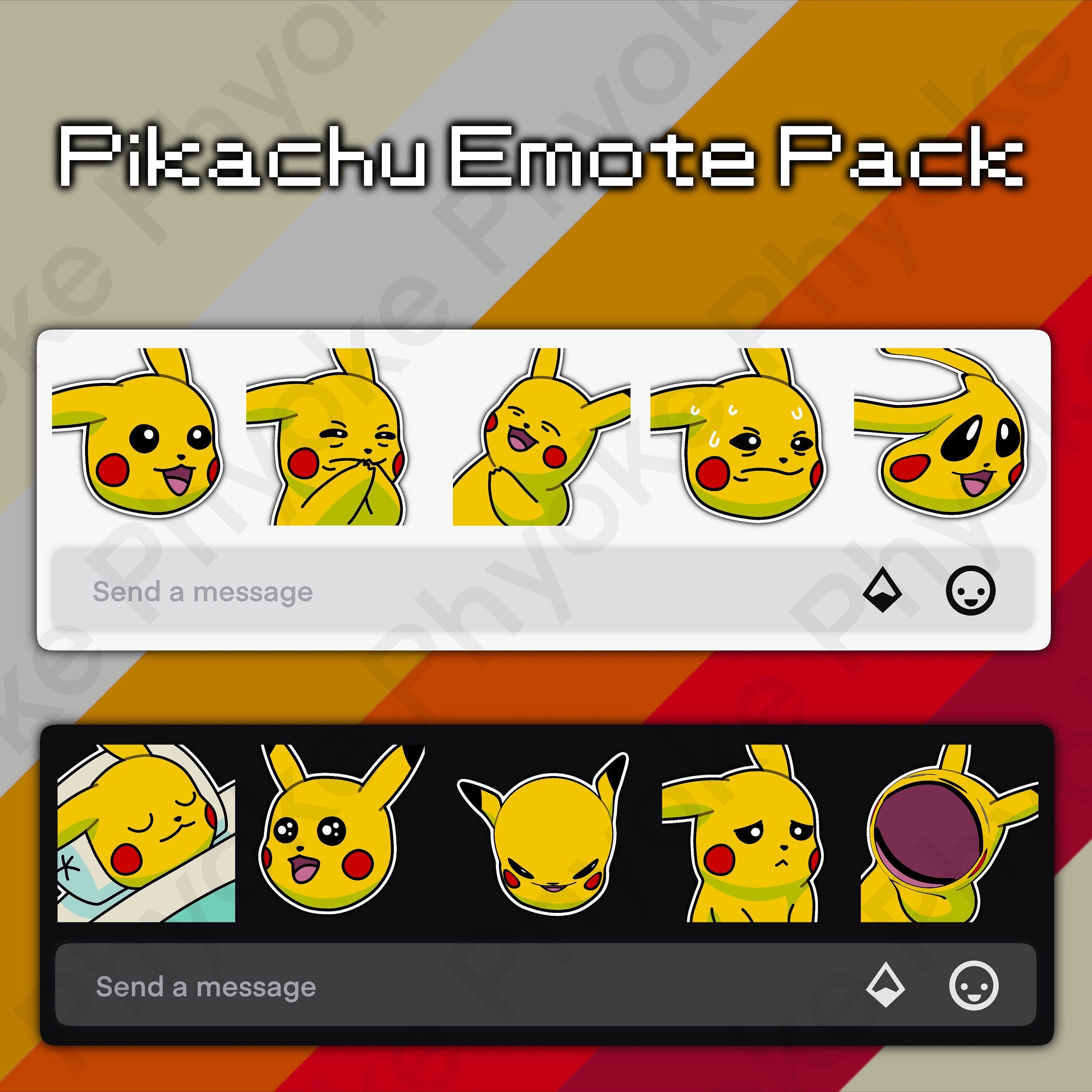 Pokemon Pikachu Emote Pack Emoji for Streaming on Twitch, Discord ...