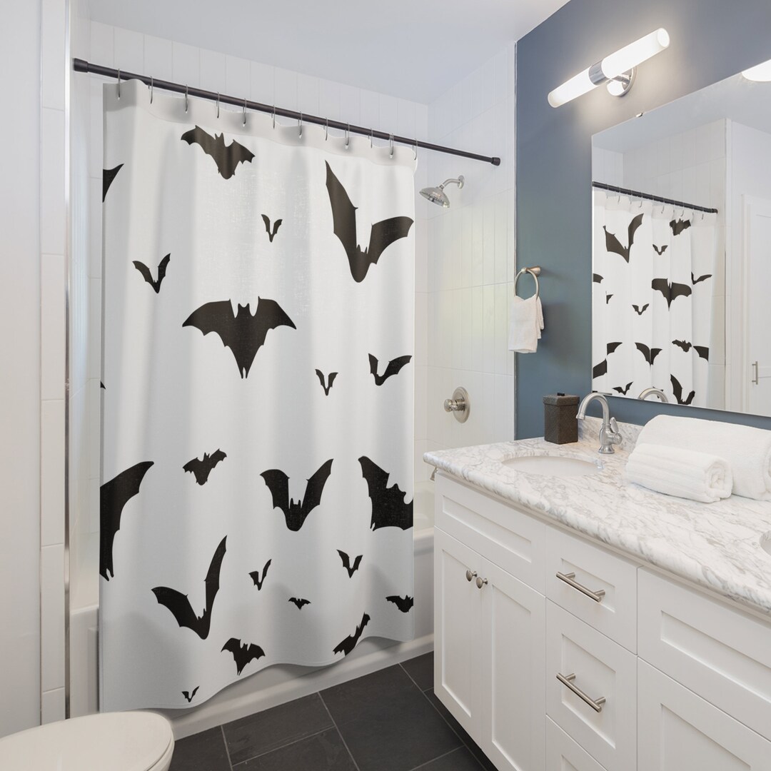 Halloween Vampire Bat Shower Curtains Spooky October Bathroom Decor ...