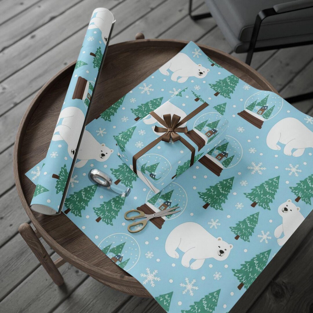 Winter Wonderland Christmas Wrapping Paper, Polar Bear Holiday Gift ...
