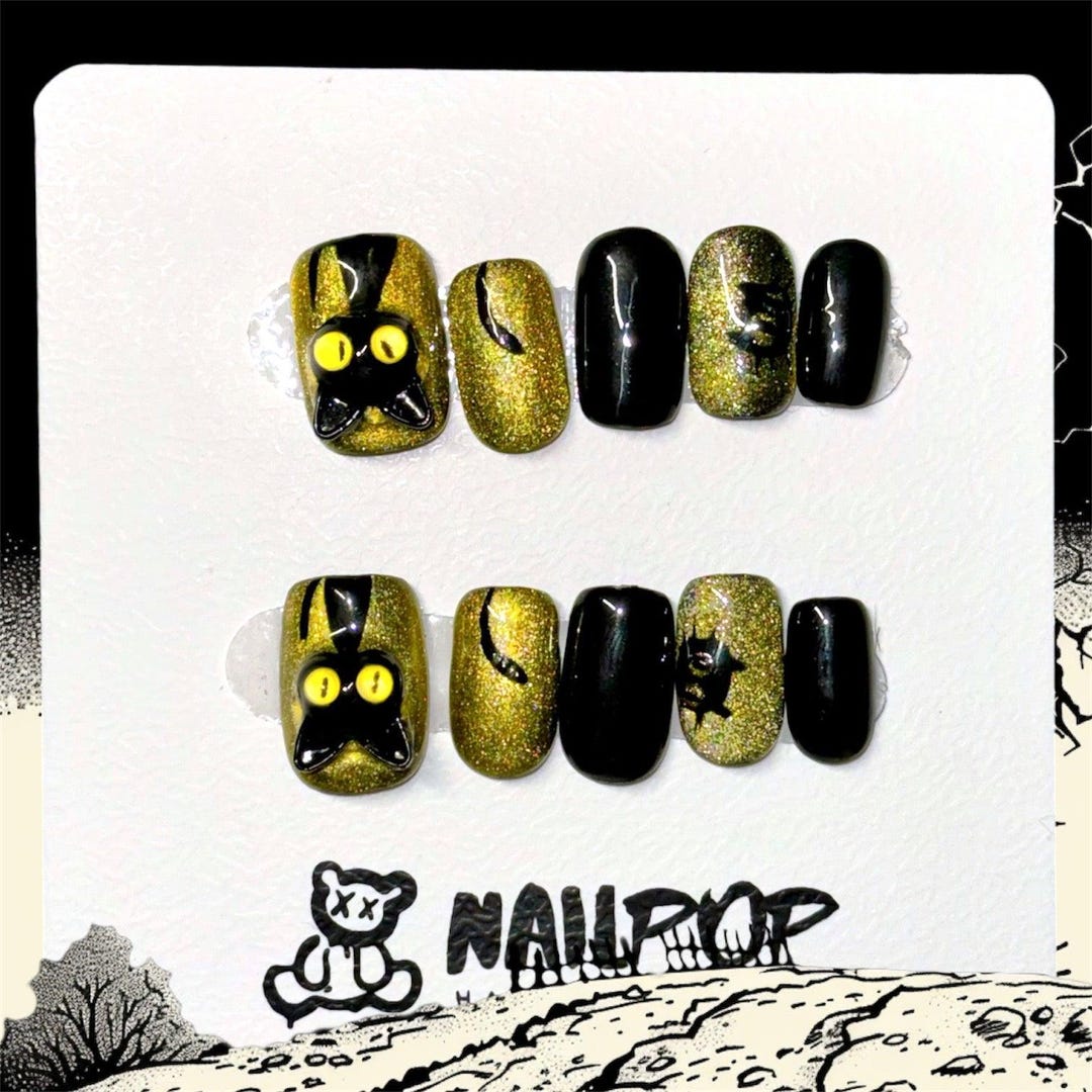 Bewitched Cat - Halloween, Medium, Square, Cat, Black, Animal - Etsy