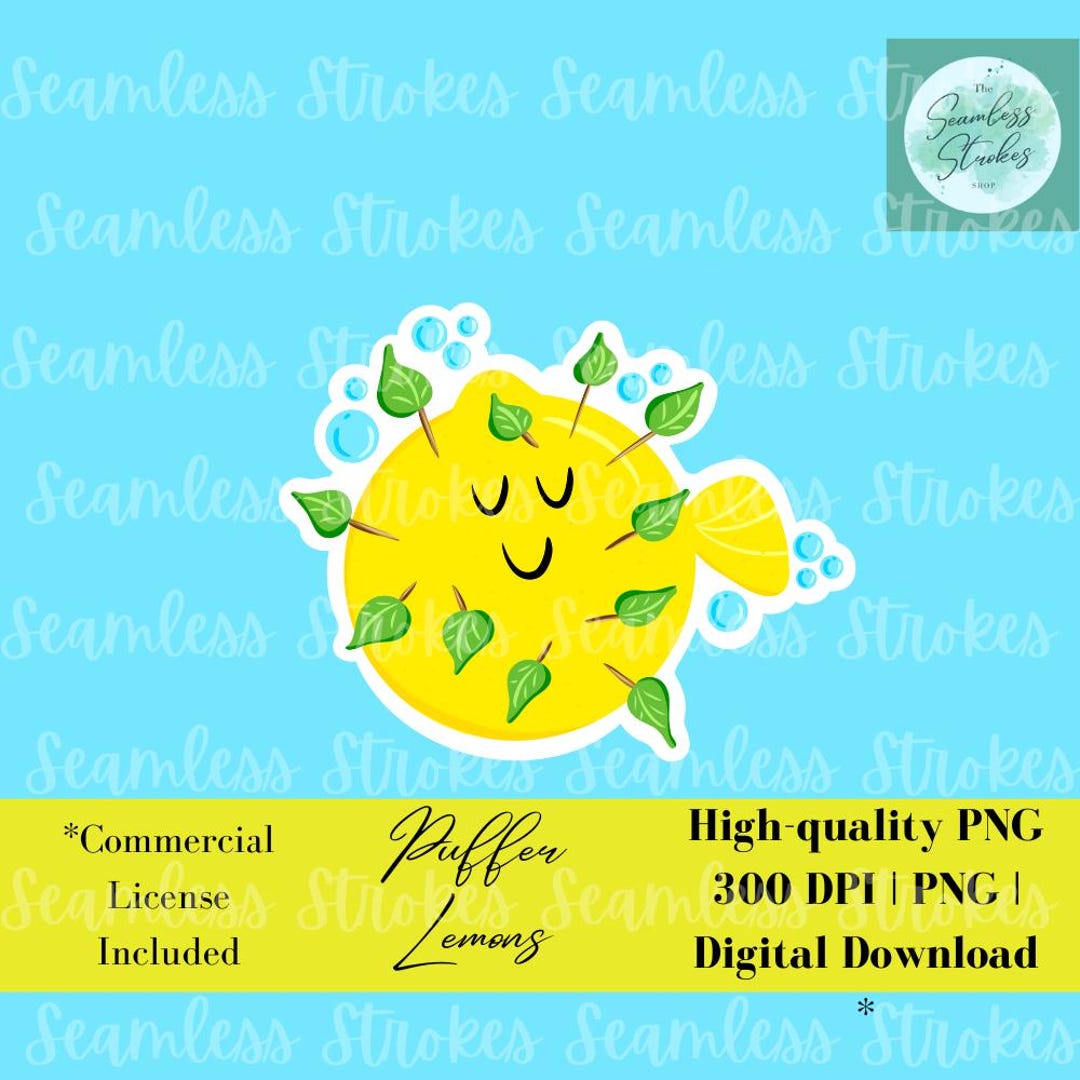 Pufferfish Lemon - Cute Lemon Puffer PNG Sticker | Sticker for Water ...