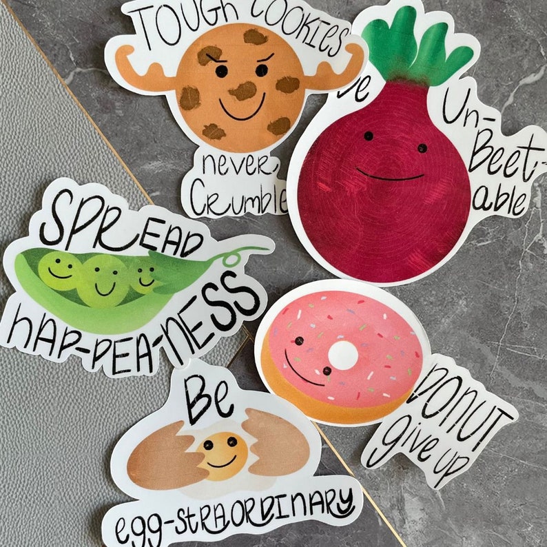Positive Punny Food Sticker Bundle Printable Png, Digital Download ...