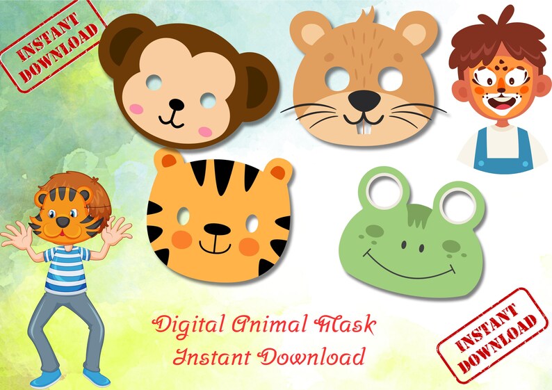 Printable Animal Masks for Kids – Cut and Paste Activity – Editable ...
