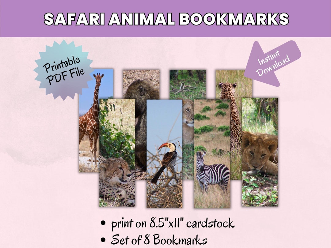 Kenyan Safari Animal Bookmark Set, Gift for Booklover - Etsy