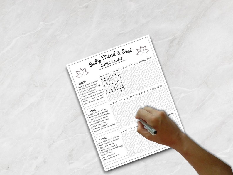 Printable Body, Mind & Soul Checklist - Etsy