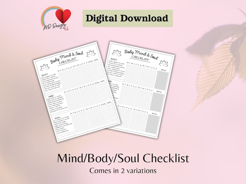 Printable Body, Mind & Soul Checklist - Etsy