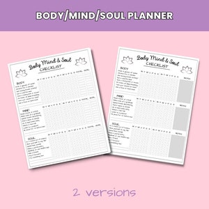Printable Body, Mind & Soul Checklist - Etsy