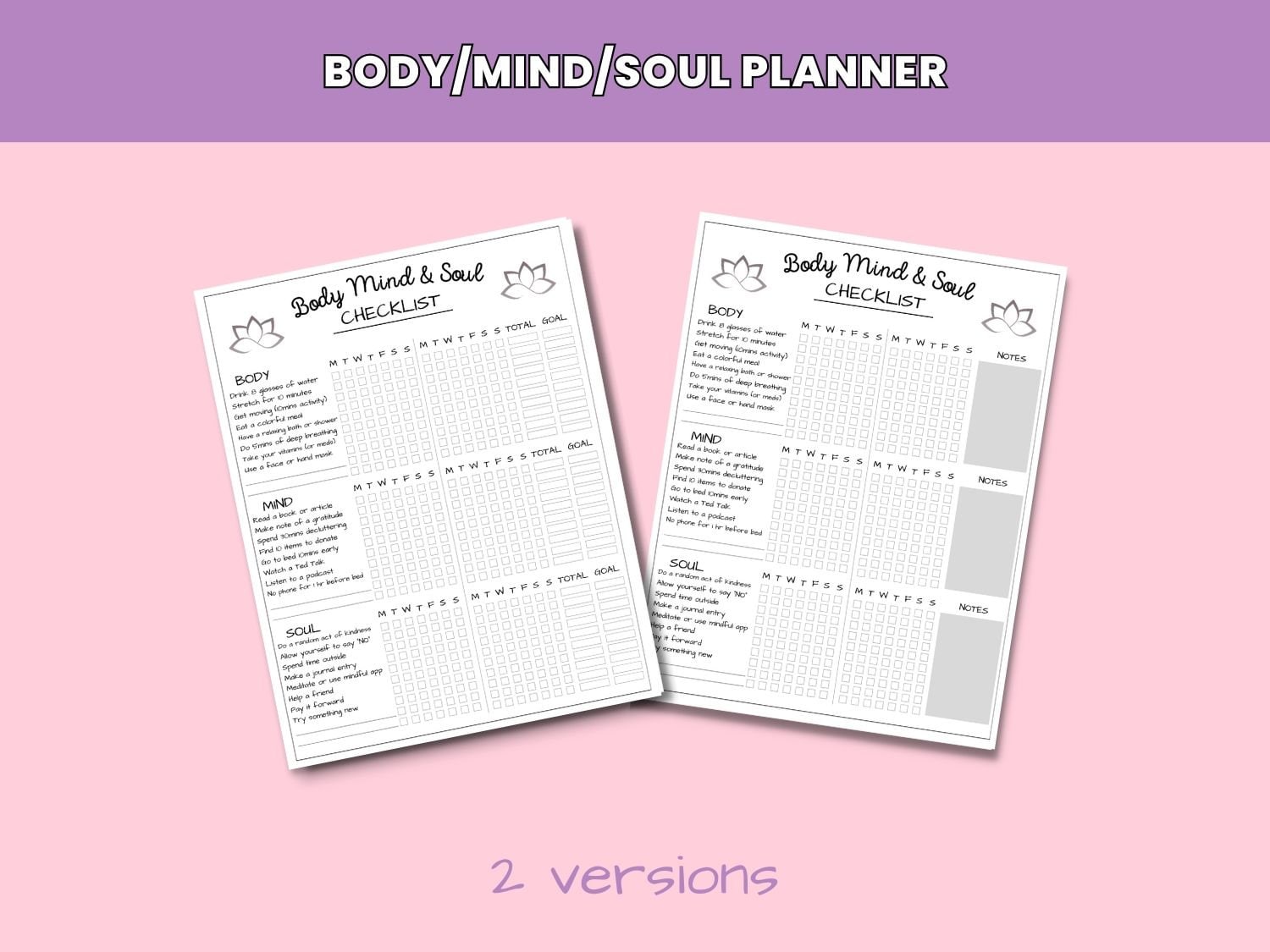 Printable Body, Mind & Soul Checklist - Etsy