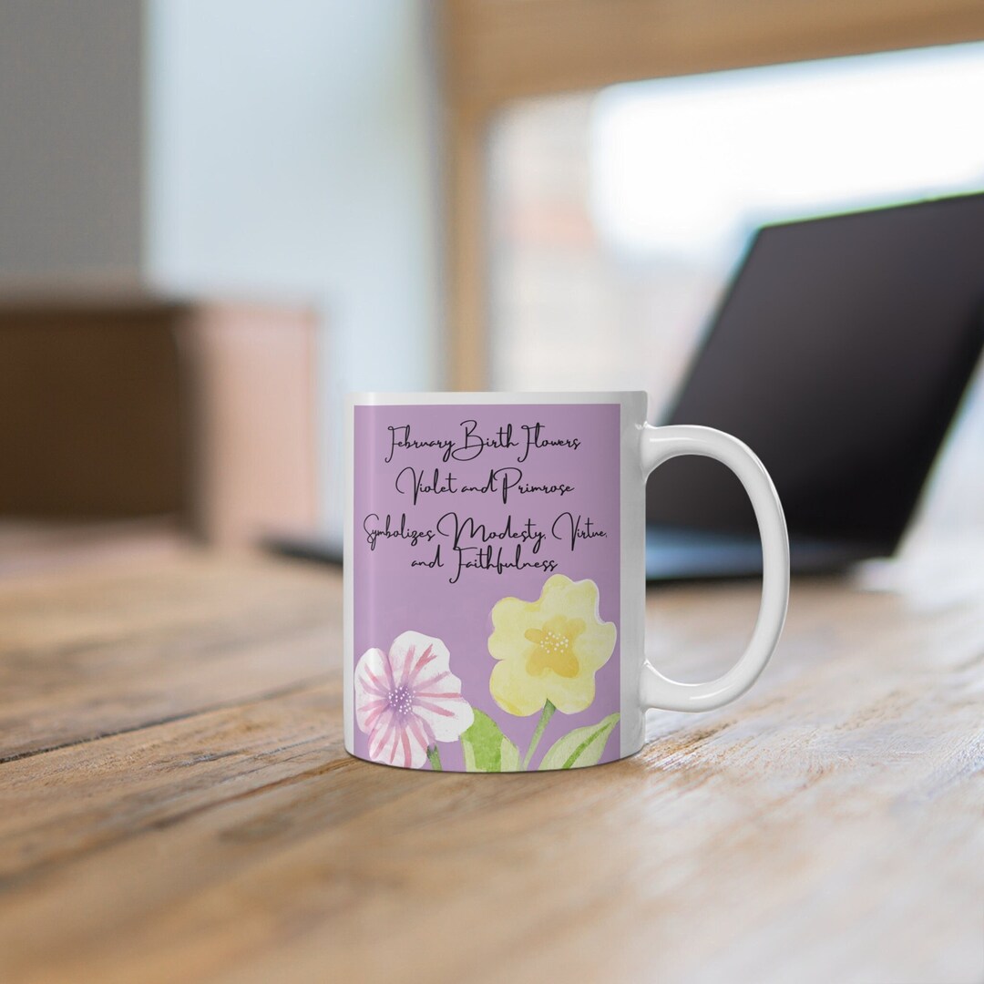 February Birth Flower Gift Mug: Birth Month Gift With Birth Flower ...