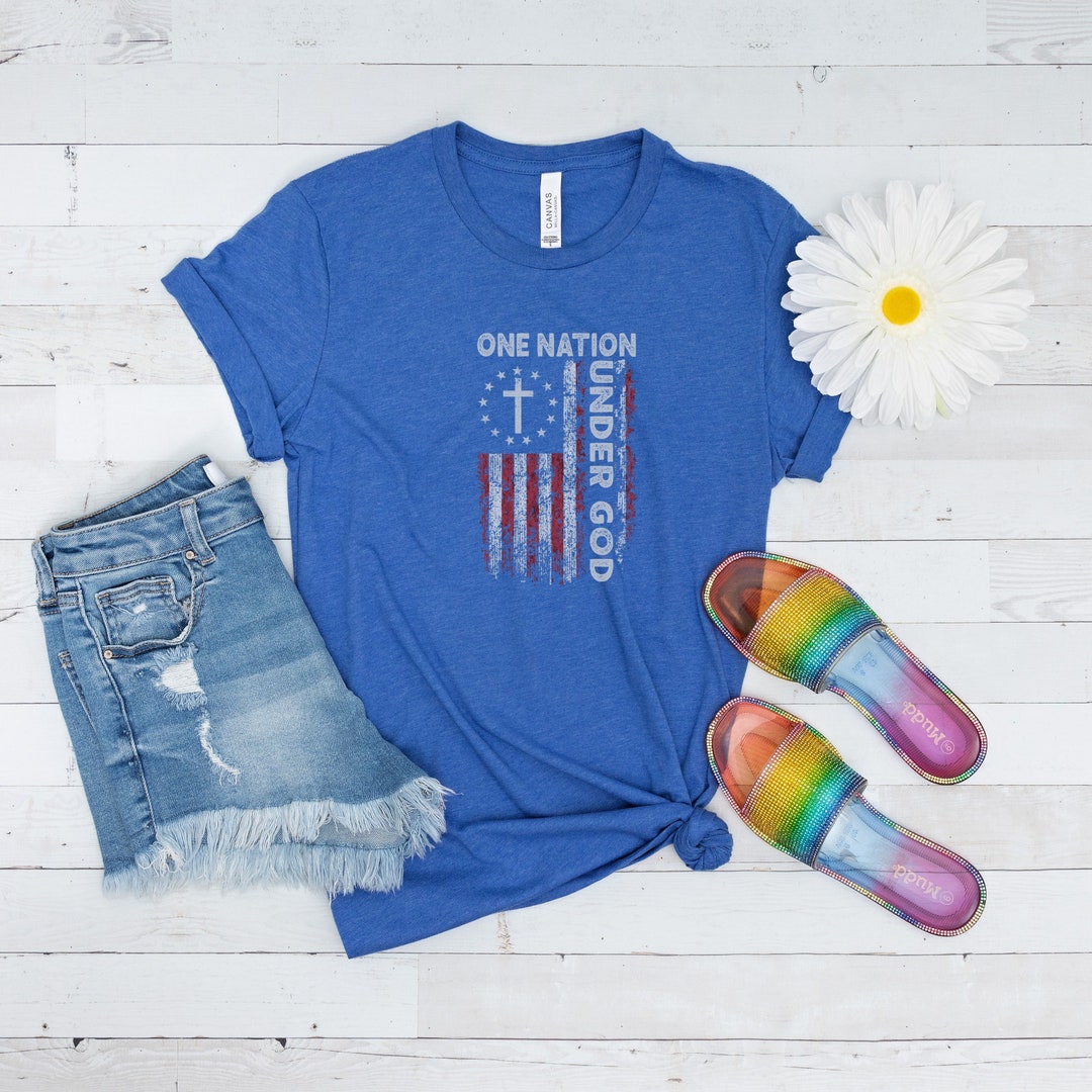 Patriotic Distressed American Flag Tee - One Nation Under God ...