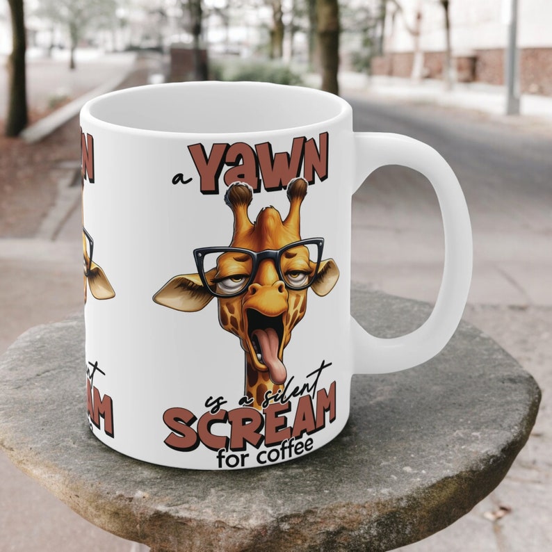 Funny Quote A Yawn is A Silent Scream With a Cheerful Giraffe Art Gift ...