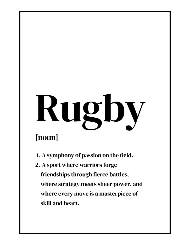 Digital Art of Powerful Rugby Phrases, Printable Art, Rugby Gift, Rugby ...