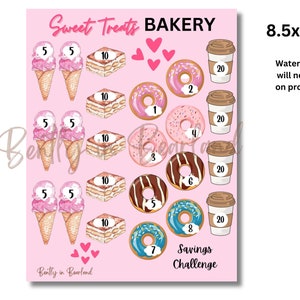 Sweet Treats Bakery Savings Challenge, Instant Printable Download PDF ...