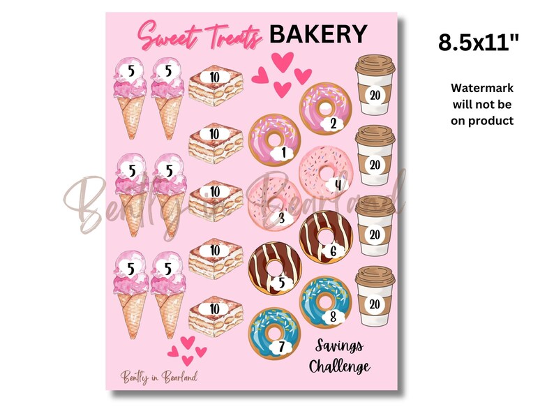 Sweet Treats Bakery Savings Challenge, Instant Printable Download PDF ...