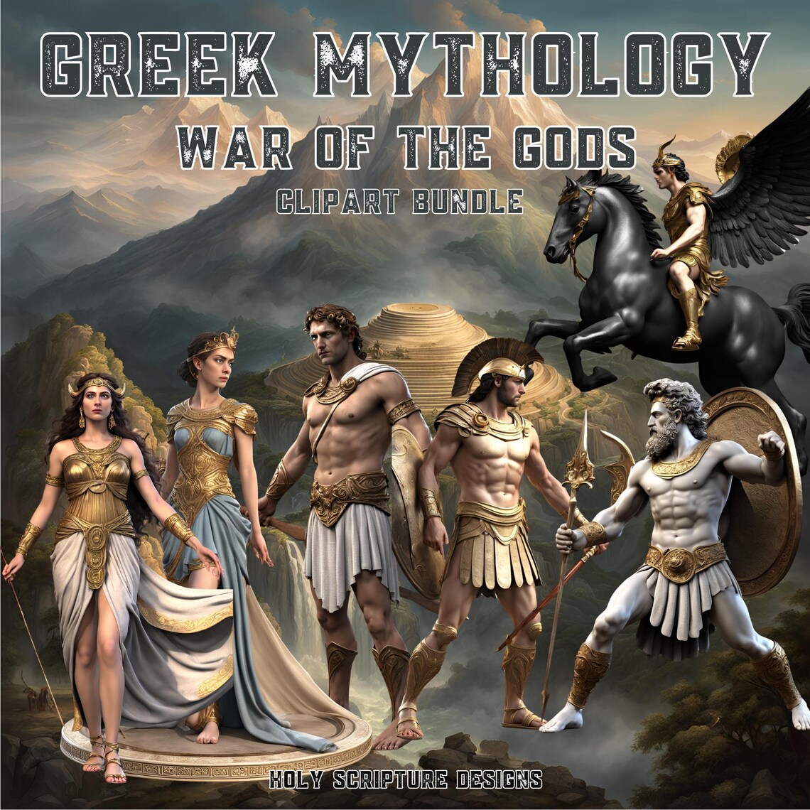 Greek Mythology Clipart, Olympian Gods and Heroes,mythical Characters ...