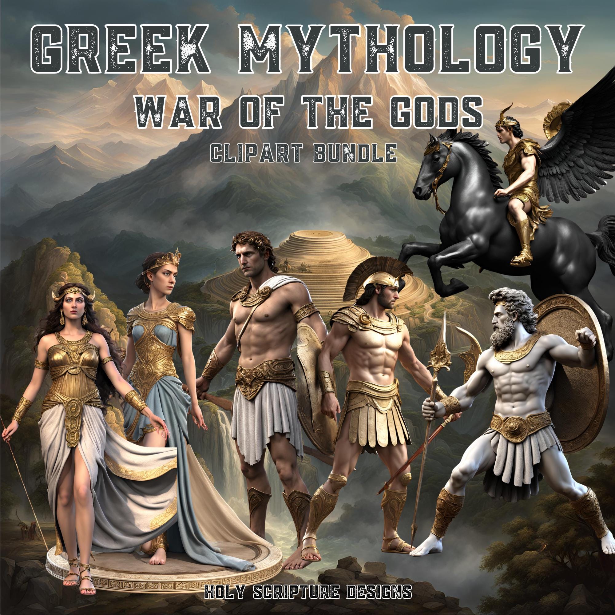 Greek Mythology Clipart: Olympian Gods, Heroes, Creatures (52+ PNG) - Etsy