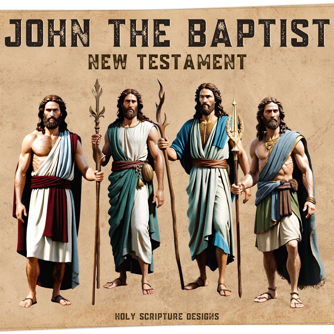John the Baptist Clipart Bundle: New Testament Religious Figures (PNG ...