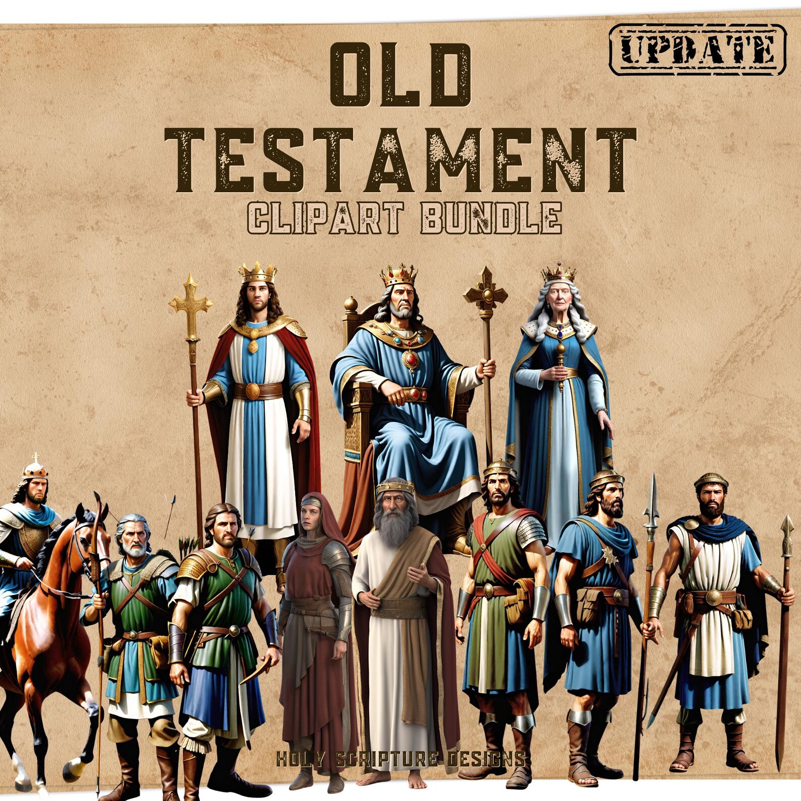 Old Testament Clipart Bundle: Biblical Characters & Stories (PNG Files ...