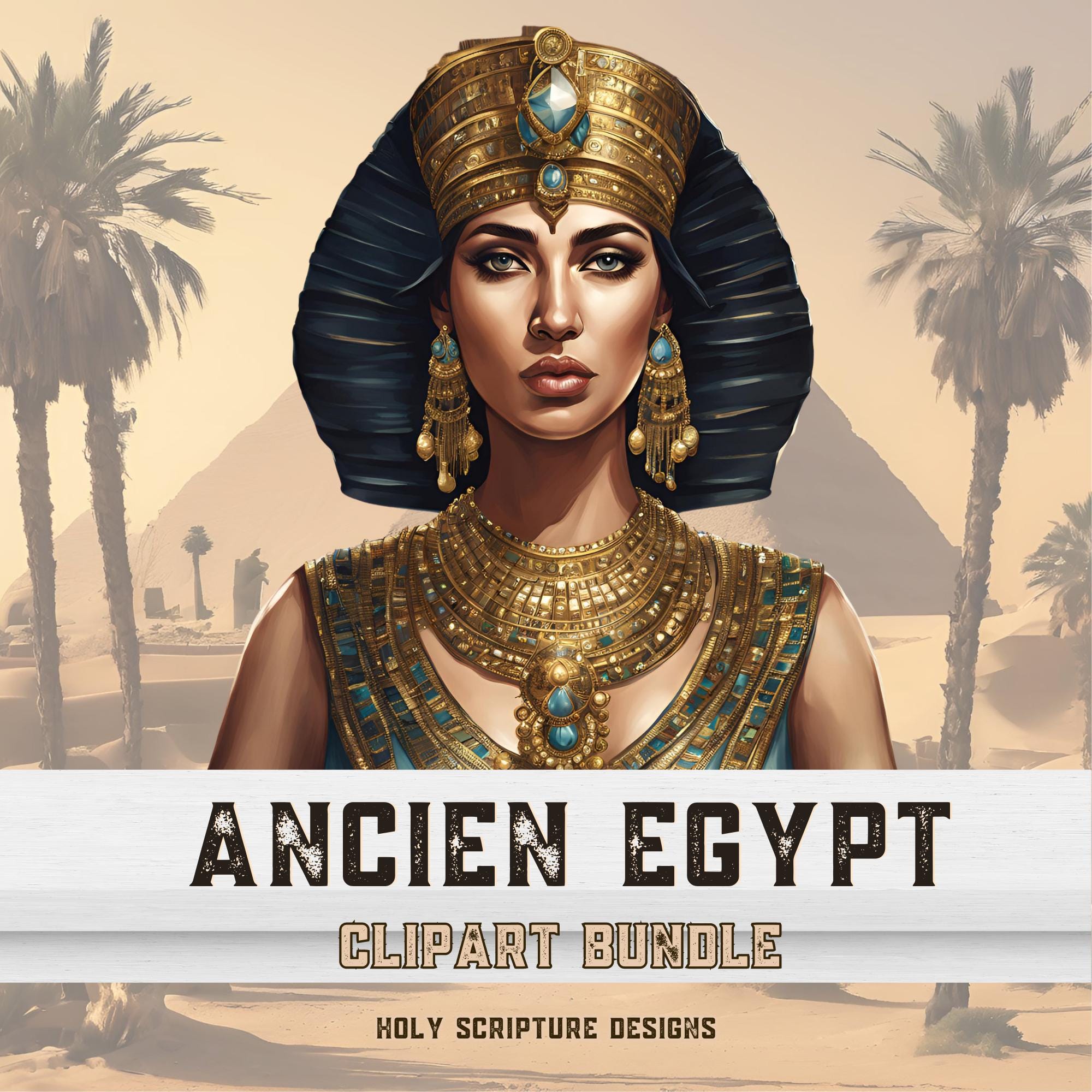 Ancient Egypt Clipart Bundle, Cleopatra Pharaoh Goddess Clip Art ...