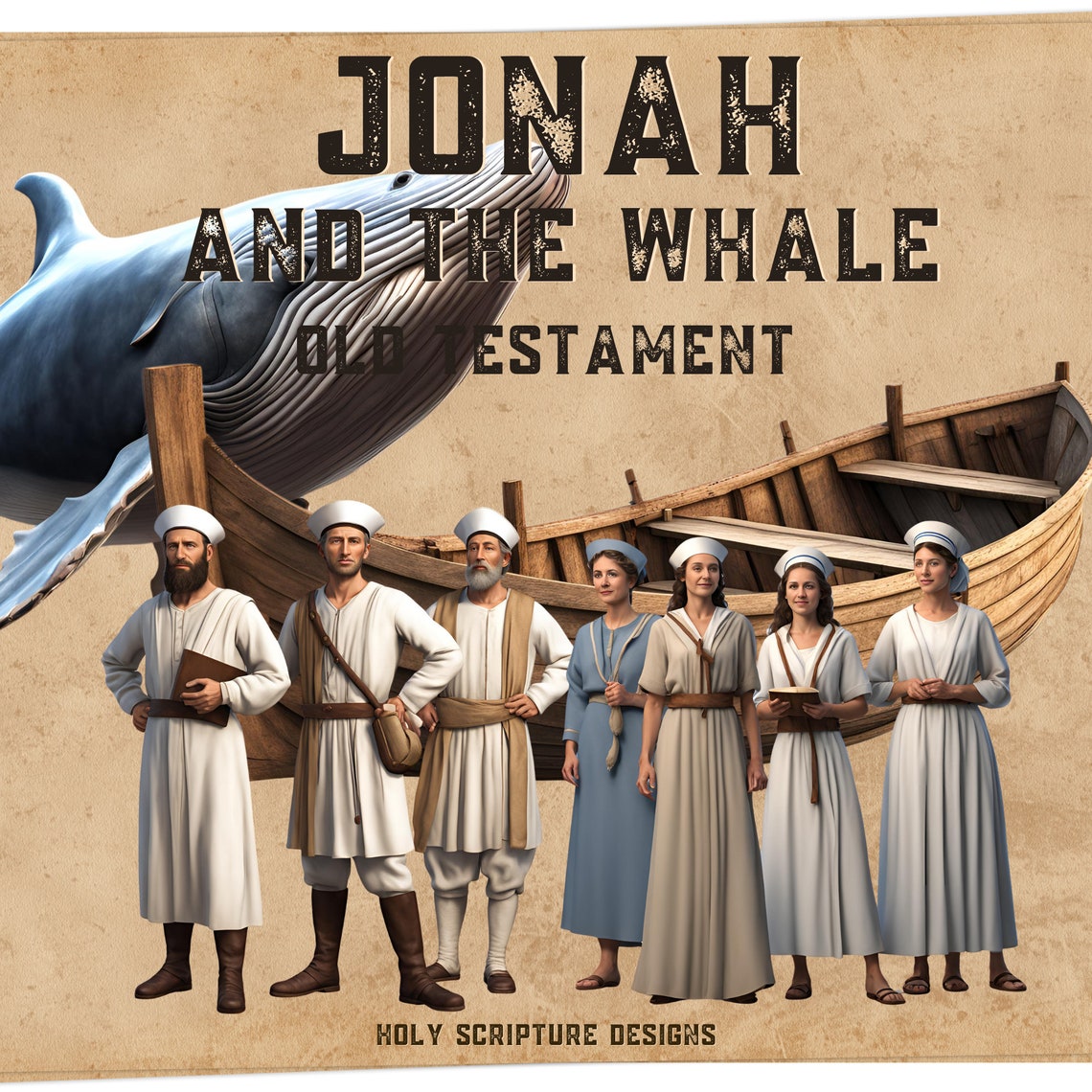 Jonah and the Whale Clipart: Old Testament PNG Bundle - Etsy