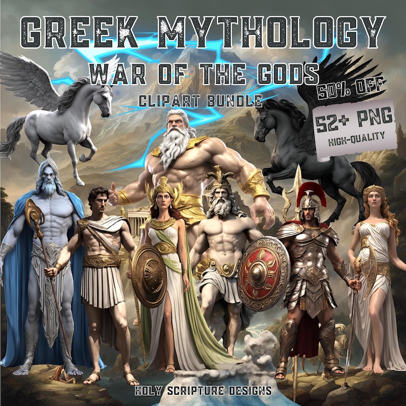 Greek Mythology Clipart, Olympian Gods and Heroes,mythical Characters ...